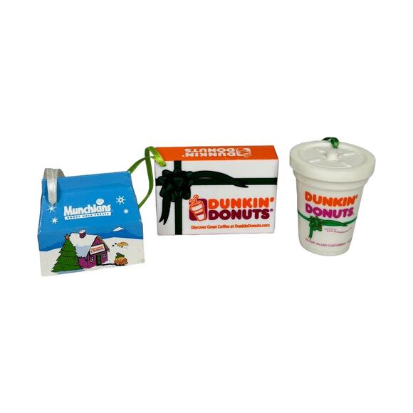 Dunkin' Donuts | Holiday | Vintage Dunkin Donuts Ornaments Set Of 3 ...